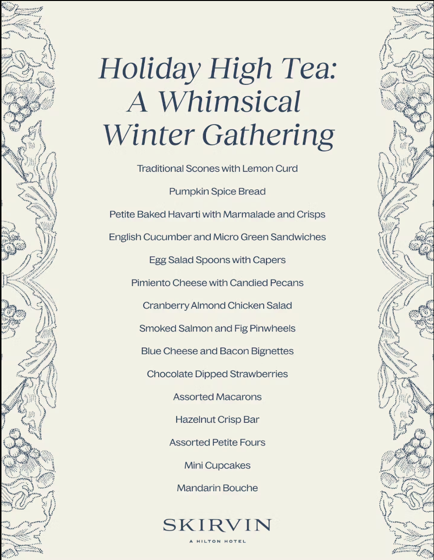 Holiday High Tea: A Whimsical Winter Gathering - The Skirvin Hotel